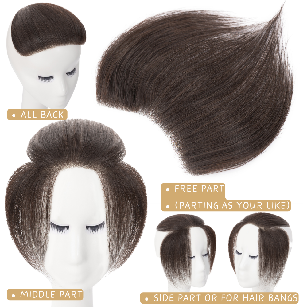 Women's Hairline Cover-UP Real Human Hair Front Top Lace Base Toupee ...