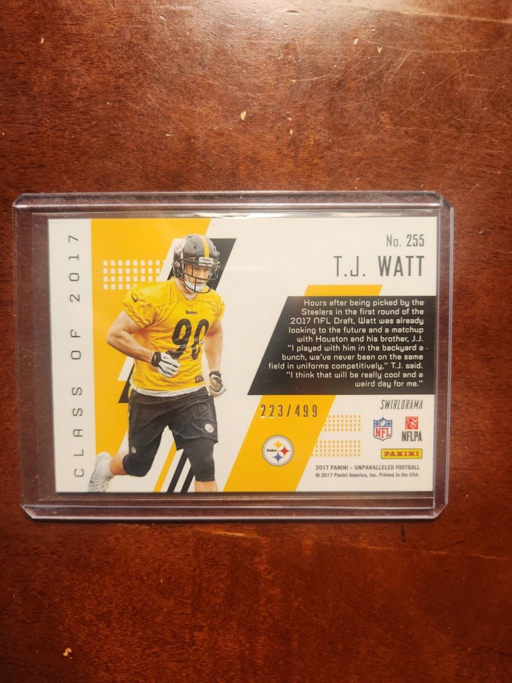 T. J. Watt 2017 Panini Unparalleled CLASS OF 2017 Swirlorama Rookie ...