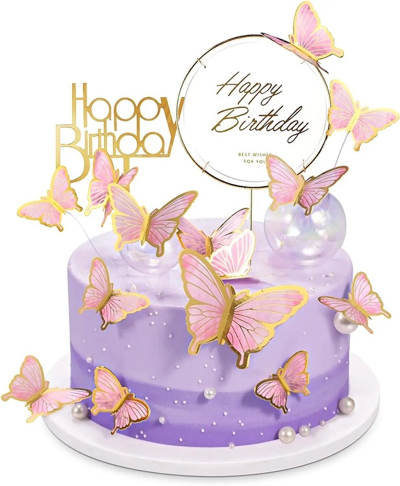 22 Pcs Butterfly Cake Topper Set Happy Birthday Cake Topper Butterfly ...