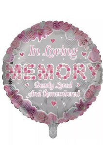 Luxury foil Balloons In Loving Memory Pink Round Shape Memorial Funeral ...