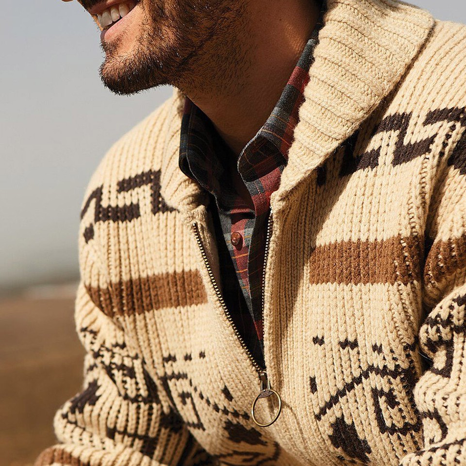 Man's Big Lebowski Cardigan Zip Up Knit Jeffery Adult Movie Costume ...