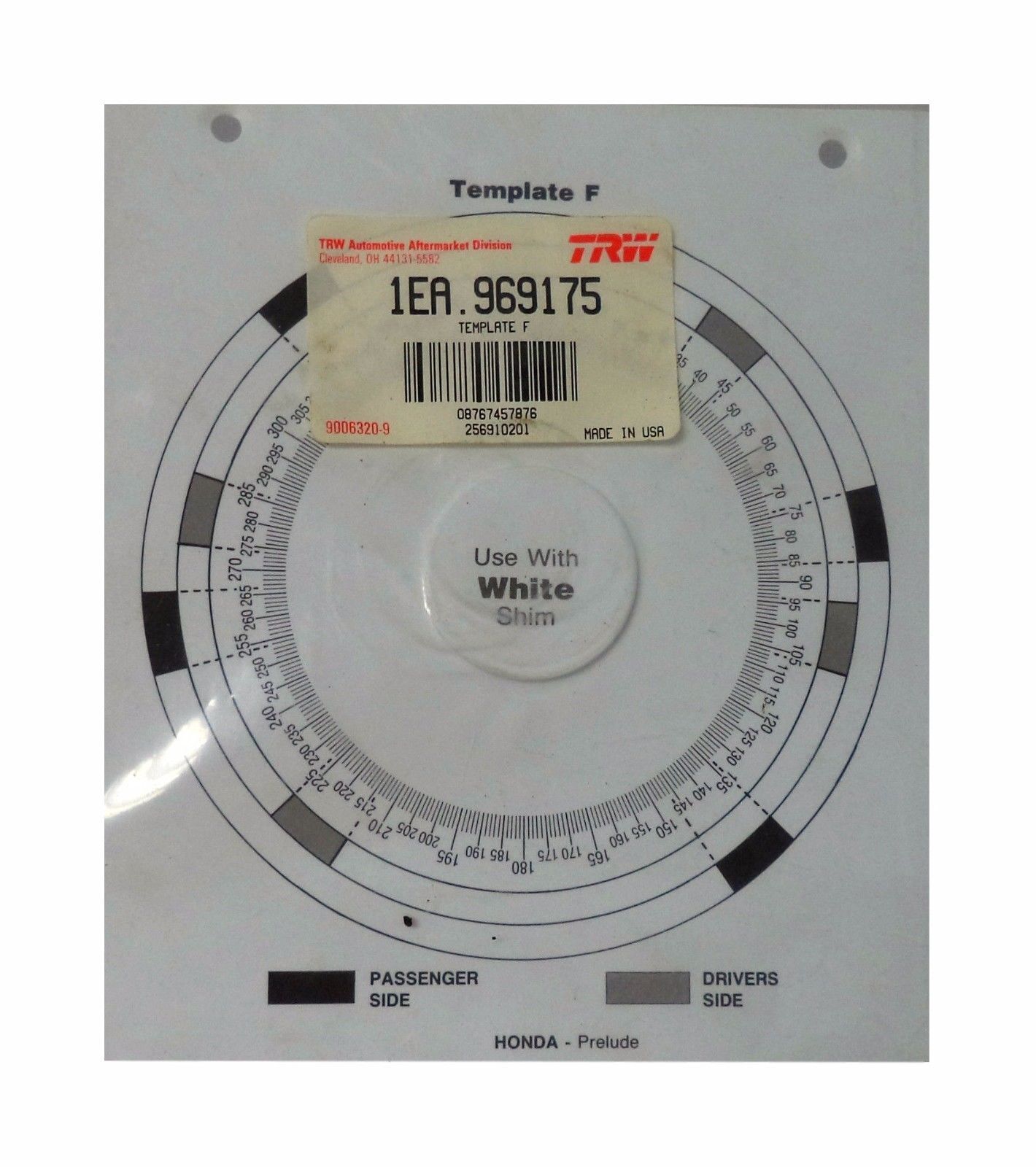 TRW 969175 Template F Use With White Shim For Honda Prelude | eBay