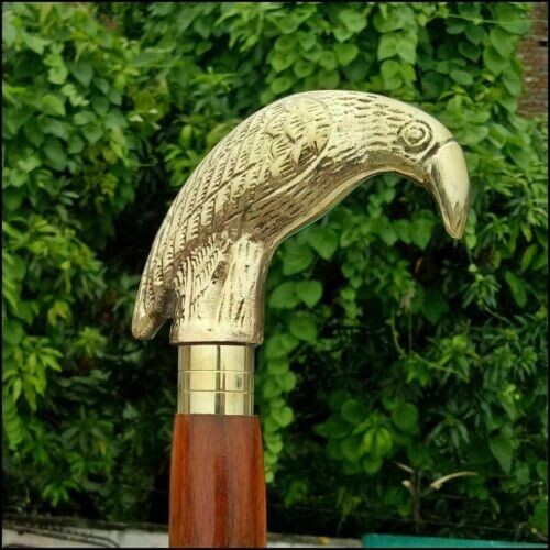 Brass Crow Handle Victorian Designer Walking Cane Vin… - Gem