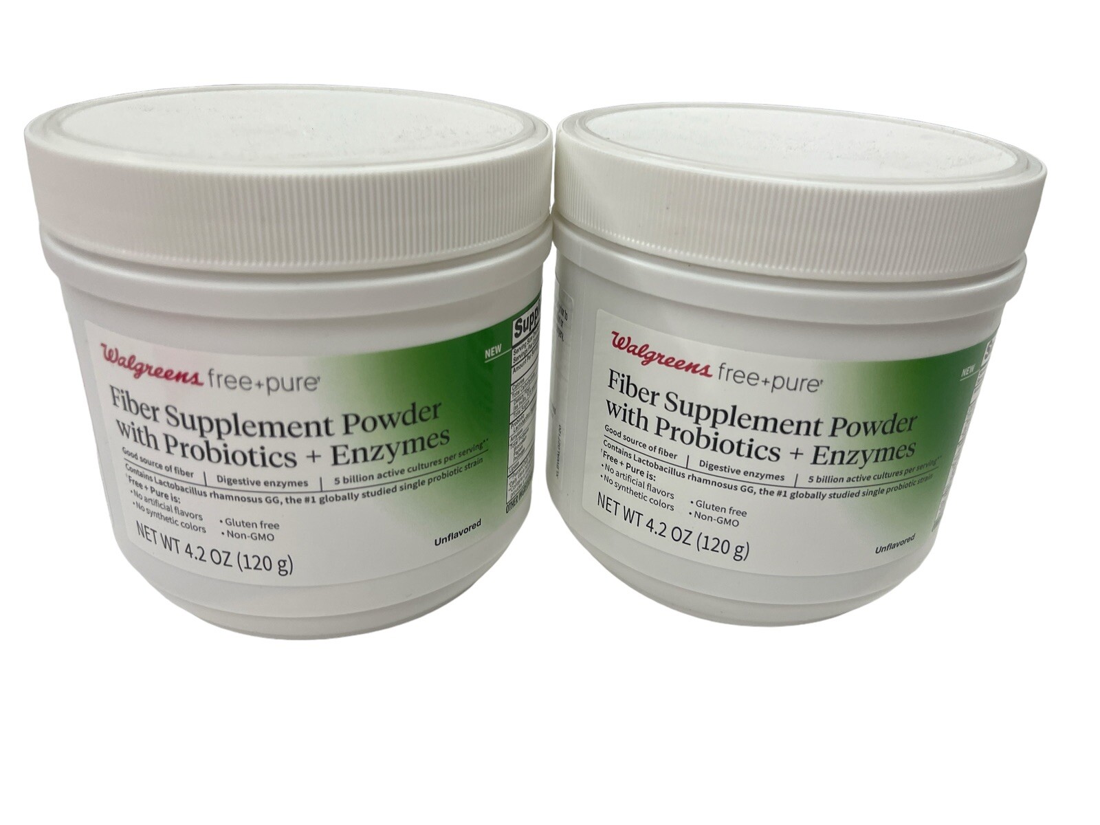 2 Pack (4.2 oz each) Walgreens Fiber Powder w/Probiotics & Enzymes EXP ...