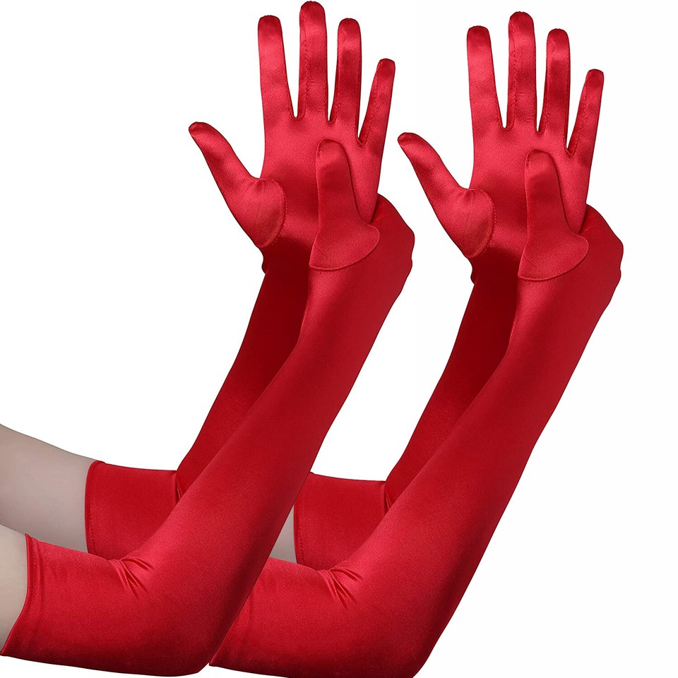 Women's Satin Long Gloves Opera Wedding Bridal Evening Party Prom ...