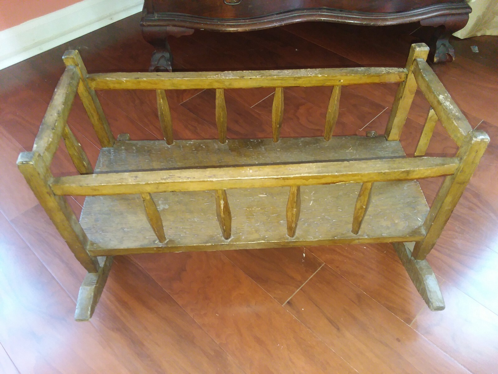 Doll Cradle Bed Crib - Vintage Handmade Rustic Wood Rocking - 22x6x8.75 ...
