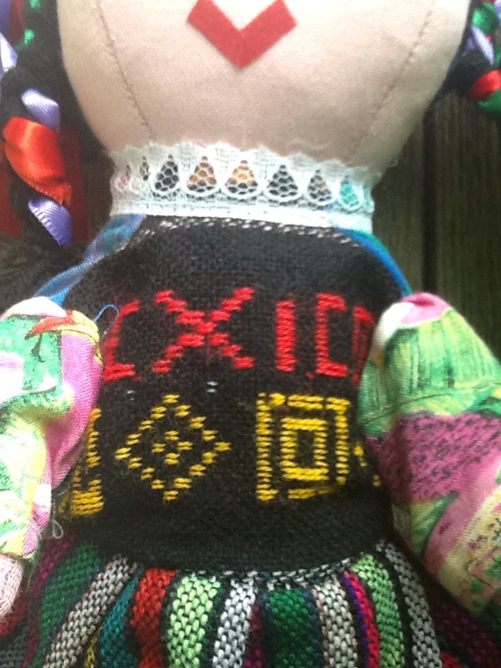 Hand Made Crafted Rag Doll Mexico Mexican Colorful Tight Stuffed Pink ...