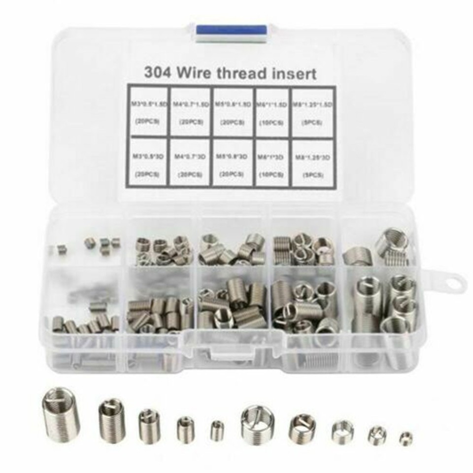 150Pcs 304 Stainless Steel Helicoil Thread Repair Insert Kit M3/M4/M5 ...