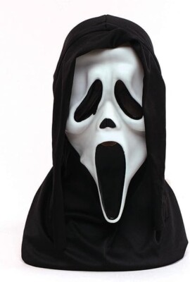 Scream Ghost Face Mask with Hood Halloween Fancy Dress Scary Haunted ...