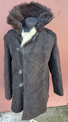 Soviet russian army winter overcoat bekesha sheepskin fur size 52 | eBay