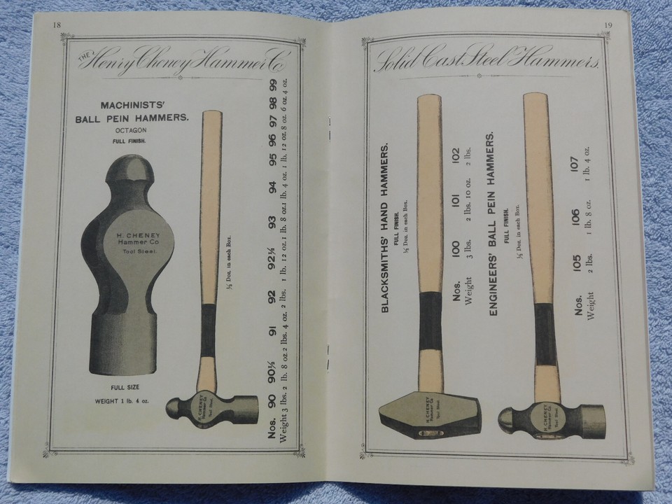 1904 HENRY CHENEY HAMMER CO. Tool Catalog - Little Falls, NY - Claw ...