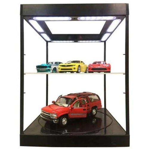 Car Display Case Acrylic LED Light 1/18 Model Diecast Rotary Table ...