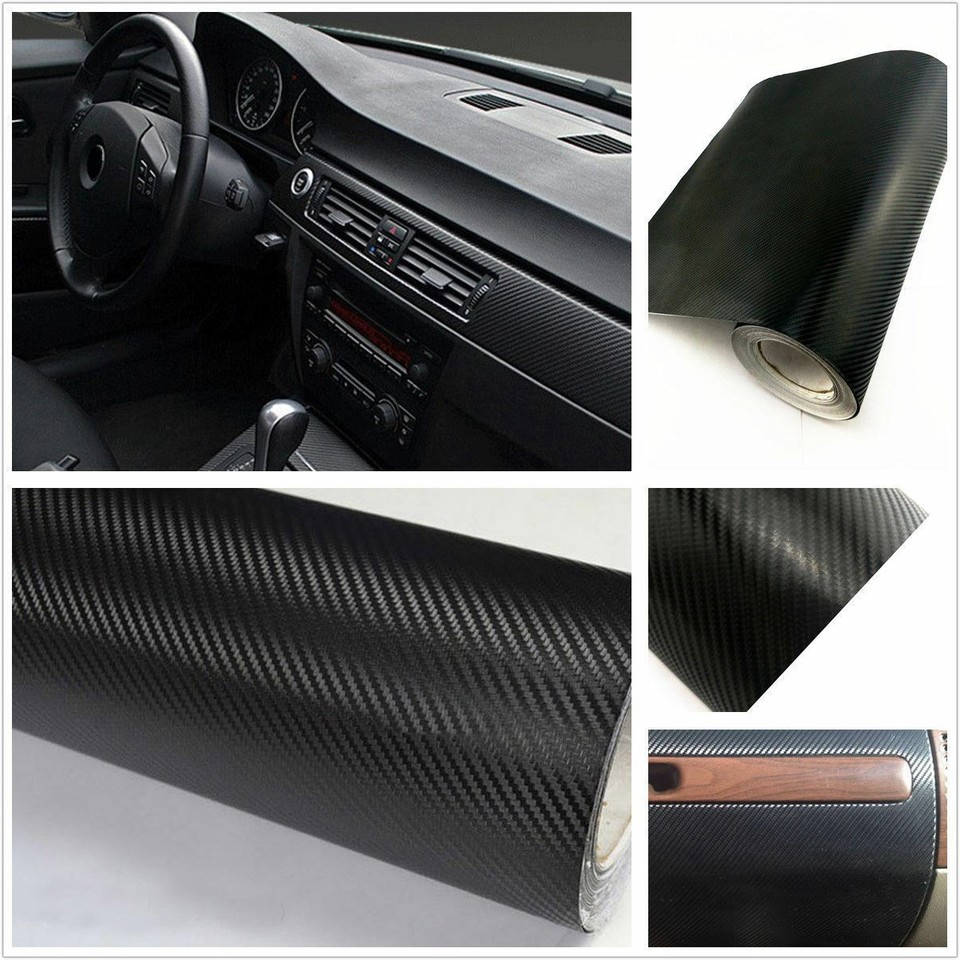 3D Carbon Fiber Vinyl Wrap Film Interior Control Panel Decals Car Parts ...