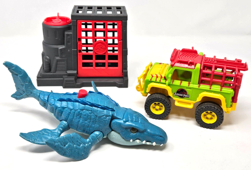Imaginext Jurassic Park Lot of Toys - Jeep, Cage, Cretaceous Mosasaurus ...