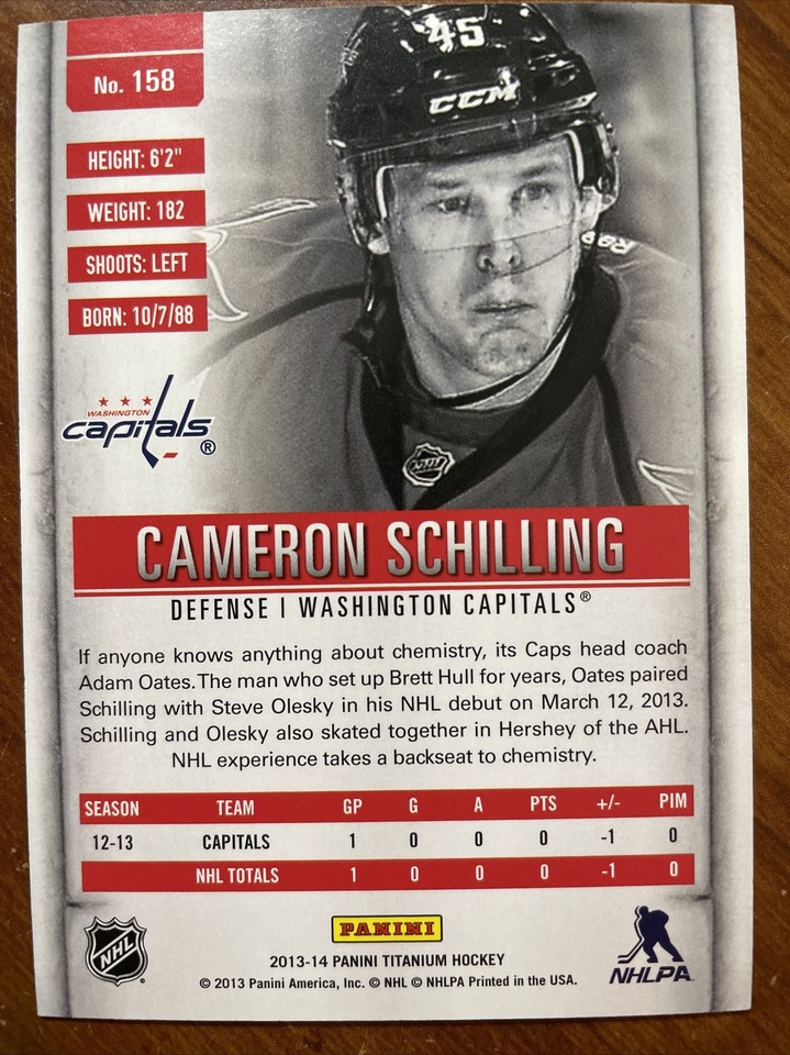 13-14 Panini Titanium Hockey Rookie RC 158 Cameron Schilling /99 | eBay