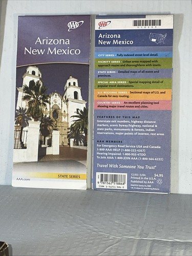 AAA Road Map Arizona & New Mexico State Series Lot 2 Maps (2004, 2014 ...