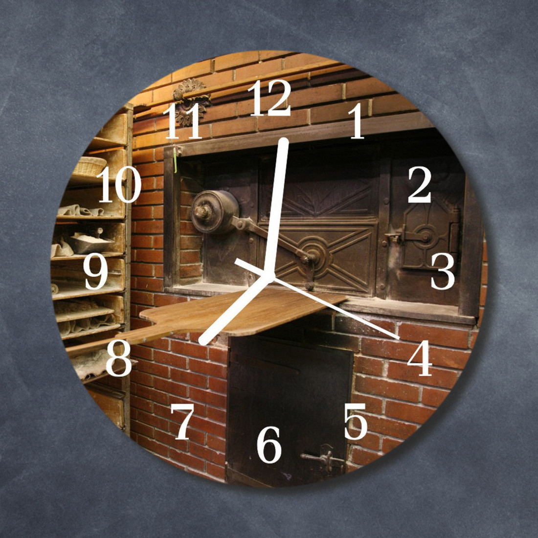 Tulup Glass Wall Clock Kitchen Clocks 30 cm round Bread Oven Red | eBay