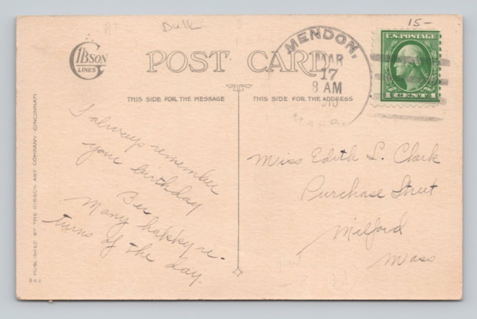 FANTASY 1910 Birthday Flower Girl A/S Dulk Gibson 252 Postcard 15 | eBay
