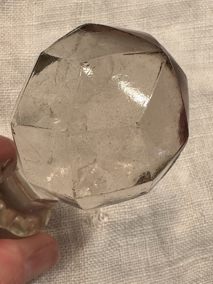 Vintage Antique Clear Round Glass Decanter Bottle Stopper Only Prism ...