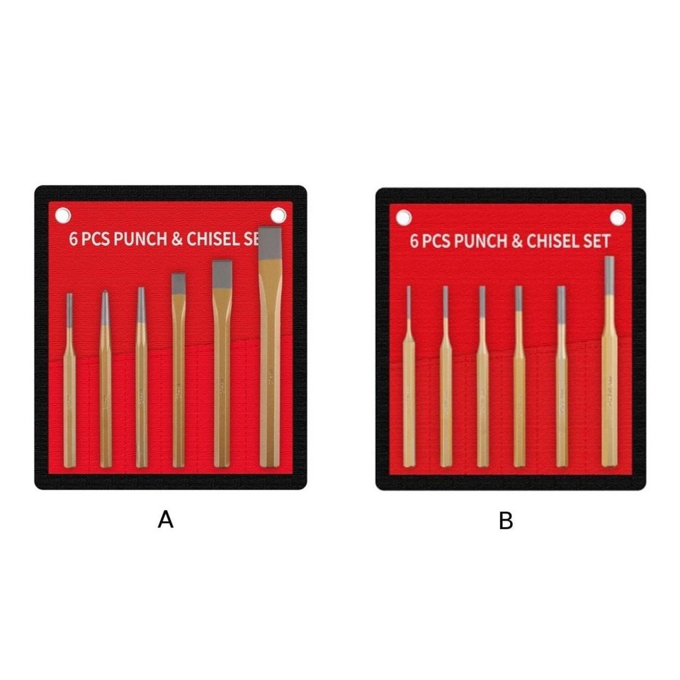 6 Pieces Flat Chisel and Punch Set for For stone Processing and Metal ...