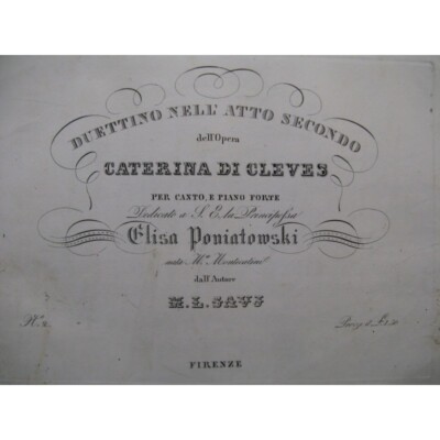 Savi Luigi Caterina Di Cleves Duettino Singer Piano ca1810 | eBay