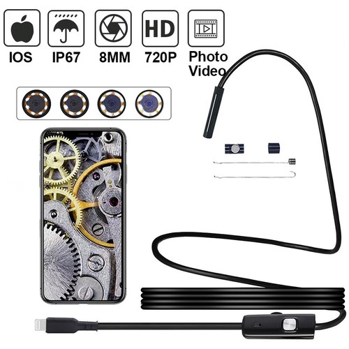 Endoscope Camera For iPhone iOS 8MM Cars Endoscopic 8 LEDs Borescope ...