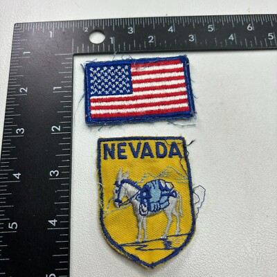 1 VINTAGE STATE OF NEVADA Patch + 1 USA FLAG Patch (2 PATCH BUNDLE LOT ...