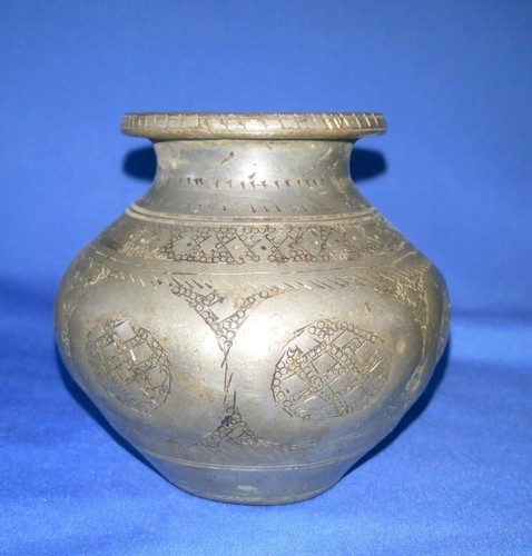 Antique Brass Old Hand Engraved Indian Hindu Pooja Holy Water Pot ...