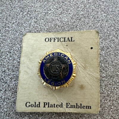 Vintage Official Gold Plated American Legion Emblem Lapel Pin Screwback ...