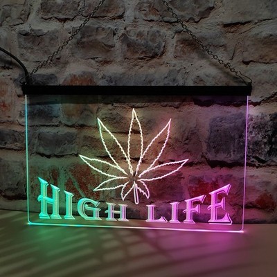 Marijuana Hemp Leaf LED Neon Light Sign Featuring Colorful Flowing ...