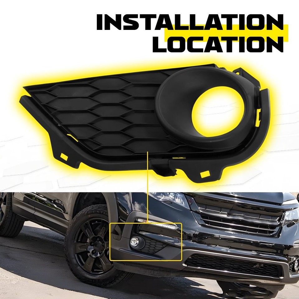 Black Front Bumper Fog Light Cover For 2019-2022 Honda Pilot Left Right ...