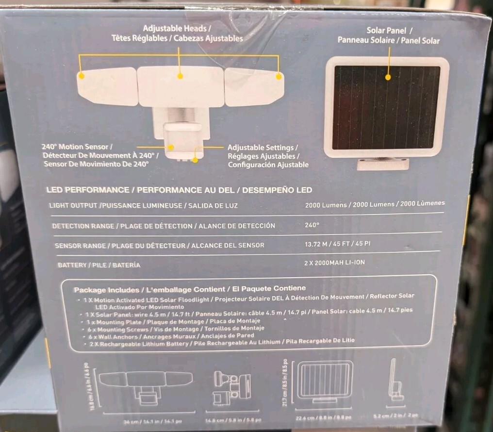 Sunforce 60 Led Solar Motion Light Costco Sunforce 2000 Lumen LED