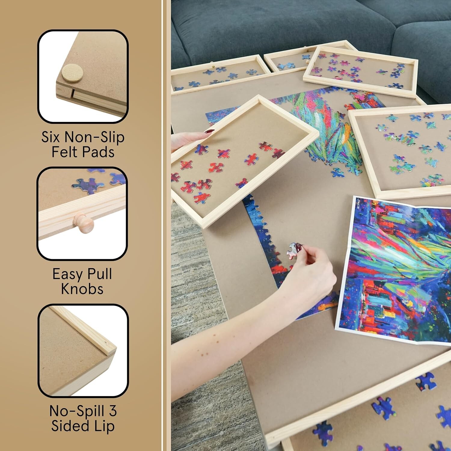 Rotating Puzzle Board with Drawers | 360-Degree Adjustable Puzzle Table ...