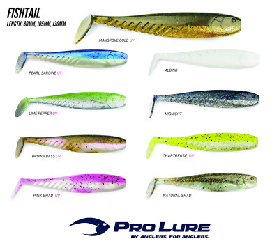 Brand New - Pro Lure FishTail 80mm Soft Plastic Fishing Lure ProLure ...