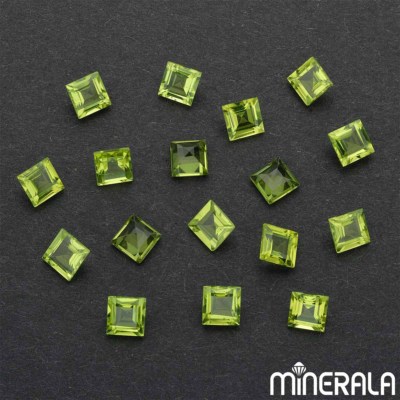 WHOLESALE NATURAL GREEN PERIDOT GEMSTONE FACETED SQUARE SHAPE 3mm - 6mm ...
