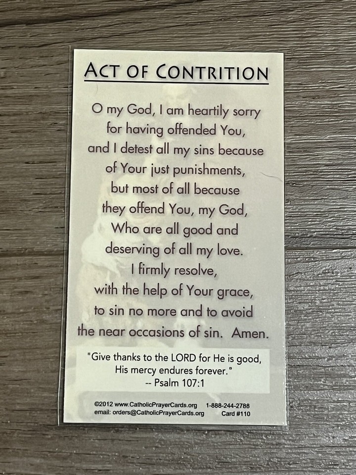 Act Of Contrition Catholic Holy Prayer Card Laminated 3 1/2 x 2 in | eBay
