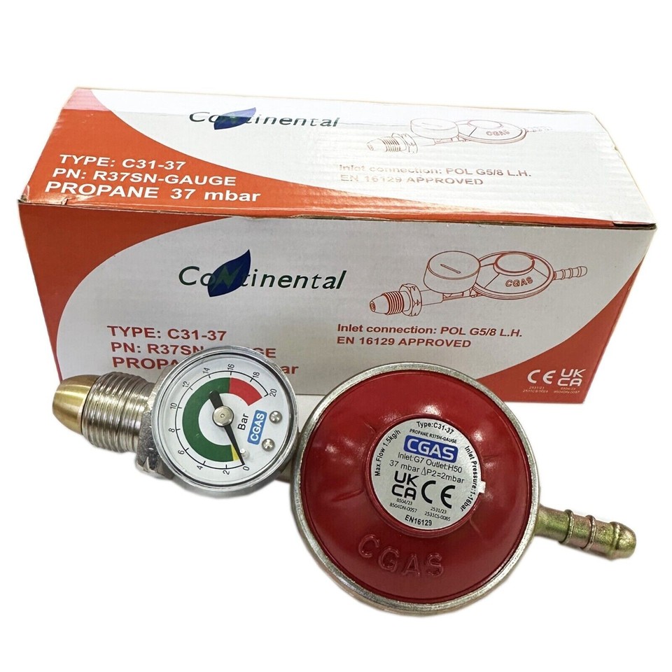 CGAS LPG 37 mbar Propane Gas Regulator With Gauge For Calor Gas ...