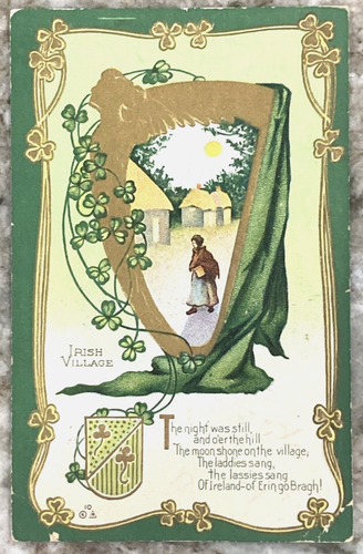 Irish Village & Harp ERIN GO BRAGH St. Patrick's Day 1915 DB Postcard B586 | eBay