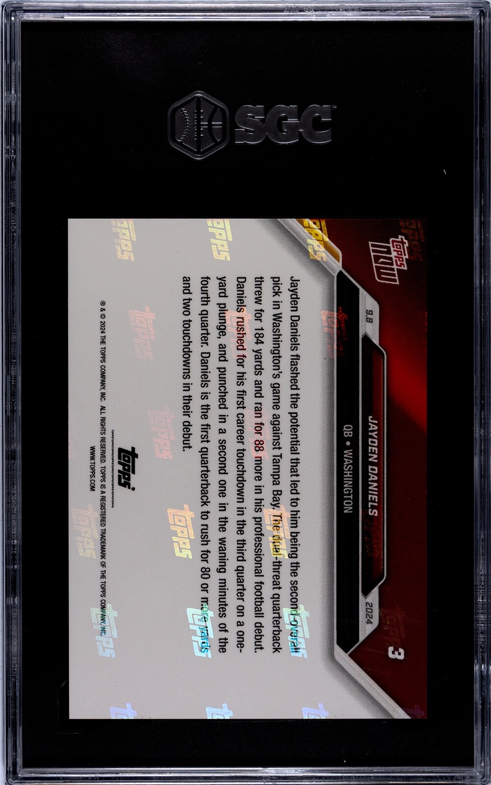 2024 Topps Now #3 Jayden Daniels RC NFL Debut SGC 10 PRISTINE GOLD ...