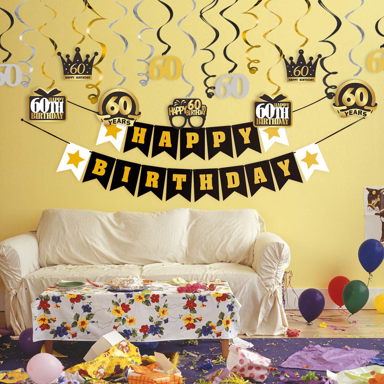 Happy 60th Birthday Swirls Streamers Set - Happy Birthday BannerCheers ...