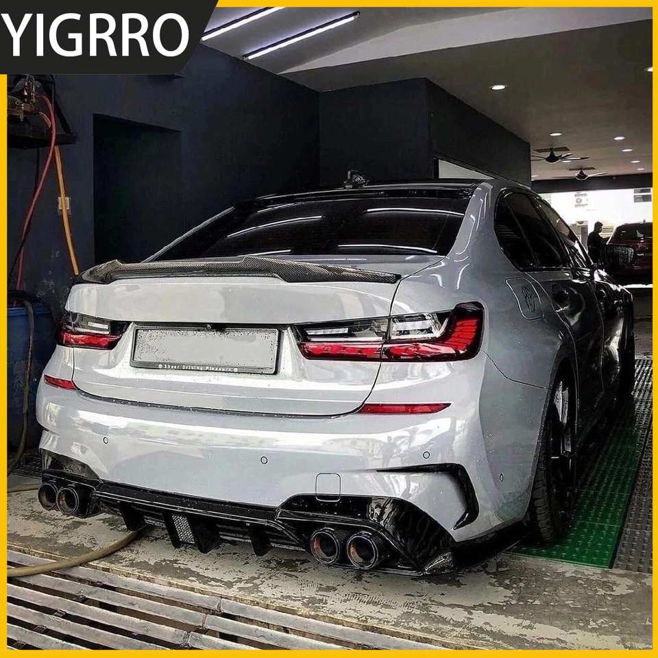 CMS Gloss Black Rear Diffuser W/ LED Light For 19-22 BMW 3 Series G20 ...