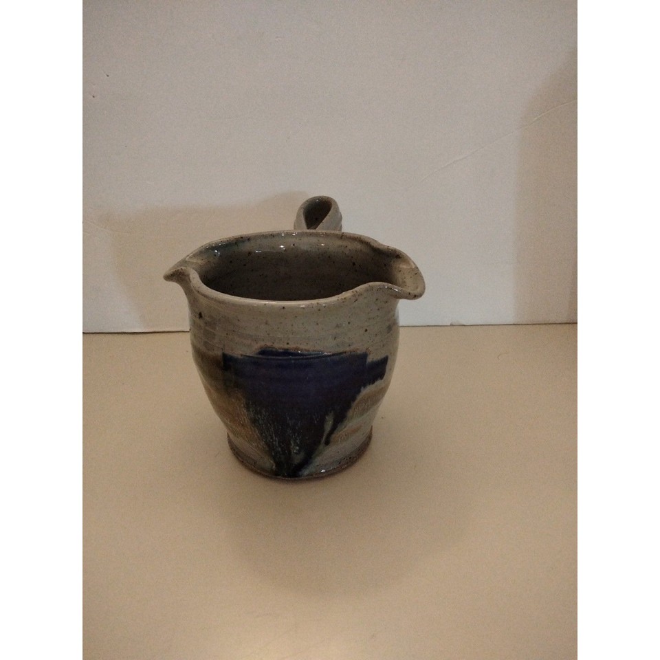 Vintage handmade stone pottery double spout pitcher signed Ulmer | eBay