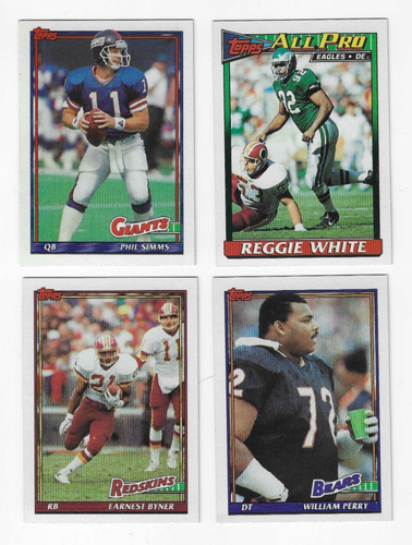 1991 Topps NFL 4-Card Lot Reggie White Simms Perry Byner | Nice Shape ...