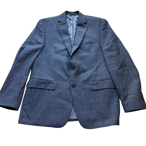 Lauren Ralph Lauren Size 40R Navy Gray Plaid Wool Blazer Classic Blazer ...