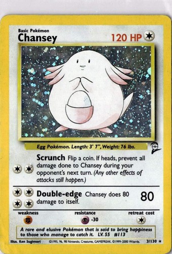 Pokémon TCG Chansey 3/130 Base Set 2 Holo Rare- HP (See Pics) | eBay