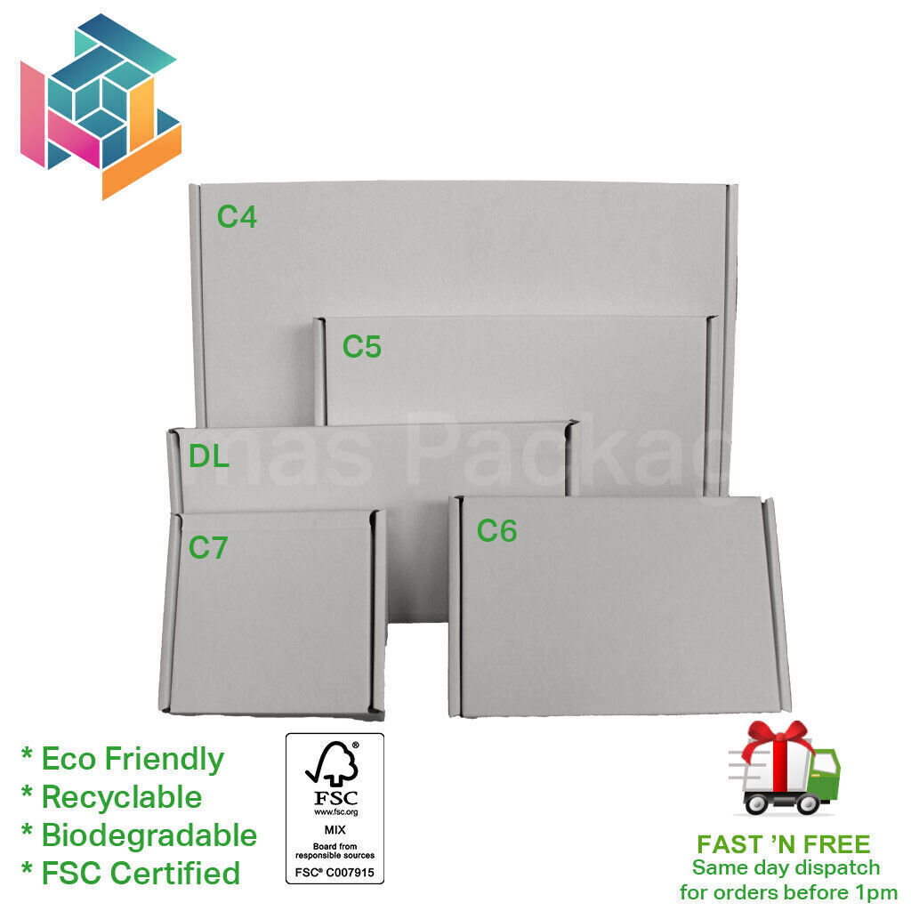 Royal Mail PIP Large Letter Boxes C4 C5 C6 C7 DL Postal Box FSC ...