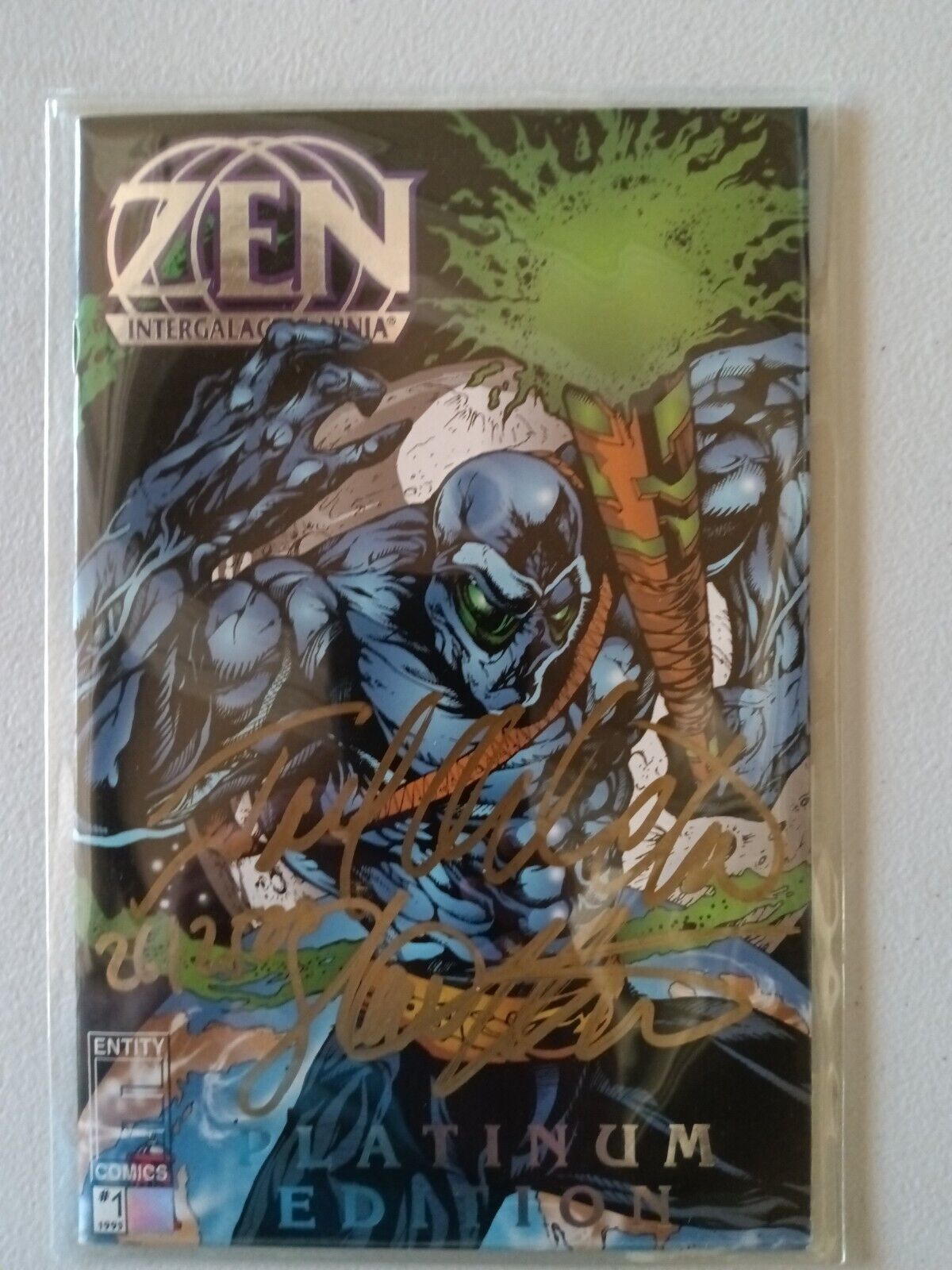 ZEN #1 PLATINUM EDITION - ENTITY COMICS - SIGNED ORBETA & STERN w/card ...