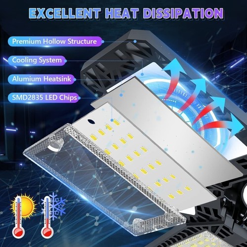 2Pack LED Garage Light 600W 60000LM Deformable Bright Shop Ceiling Bulb ...
