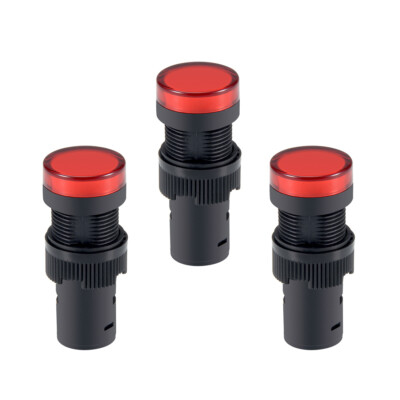 3 x Indicator Lights AC/DC 12V Light Red LED Flush Panel Mount 5/8 ...