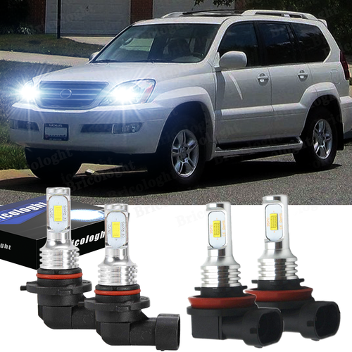 For Lexus GX470 2003-2007 2008 2009 4PC 6000K LED Headlight High-Low ...